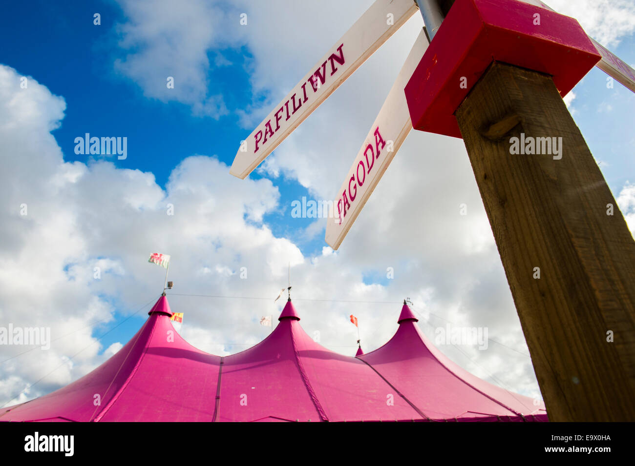 The iconic pink pavilion at the National Eisteddfod of Wales, Llanelli ...