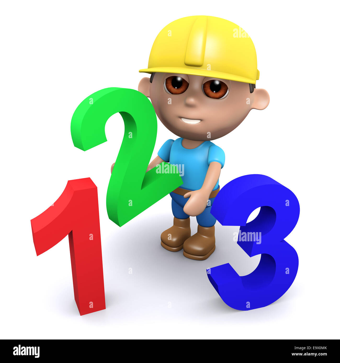 3d render of a builder with numbers 1, 2 and 3 Stock Photo - Alamy