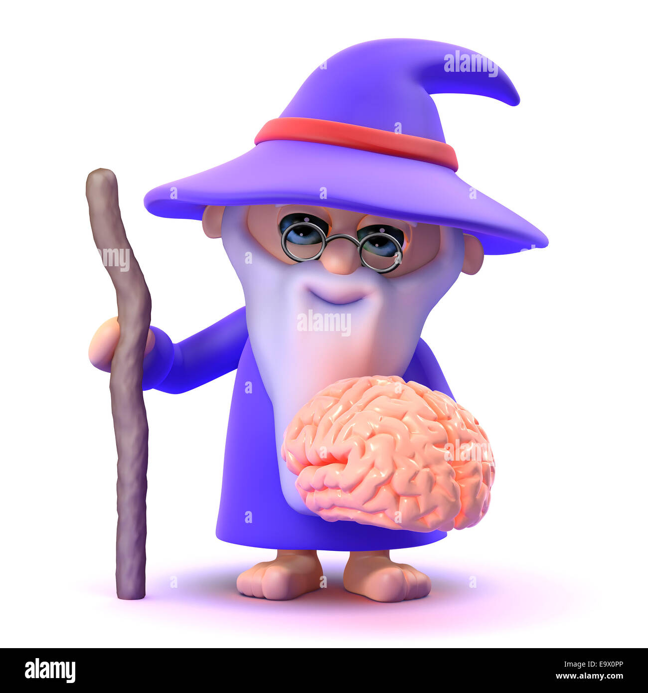 Cartoon wizard sorcerer holding wand hi-res stock photography and ...