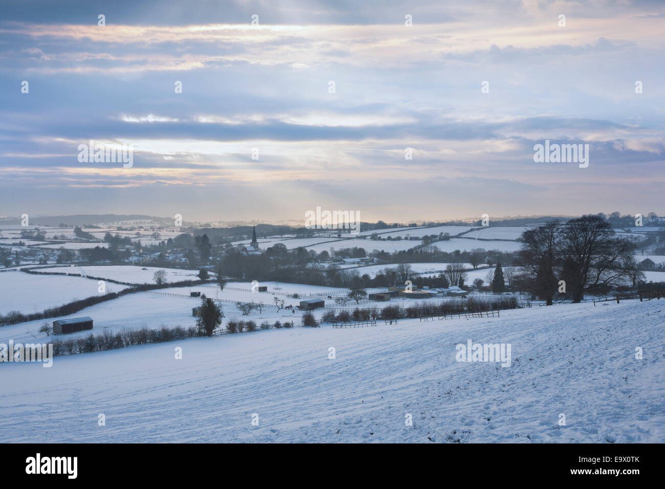 The village of Trellech and surrounding countryside covered with a ...