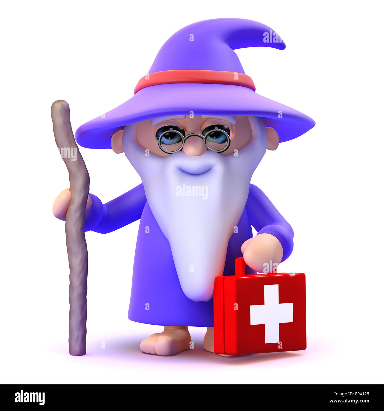 3d render of a wizard carrying a first aid kit Stock Photo - Alamy