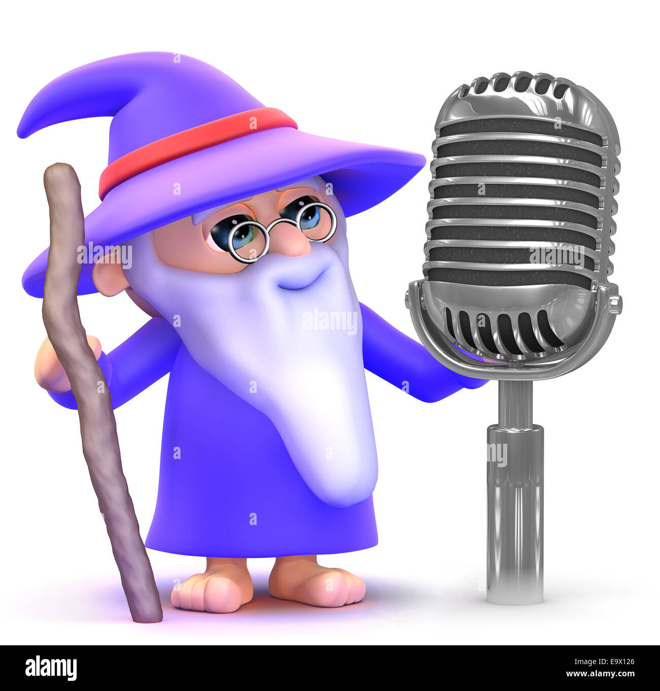 3d render of a wizard with an old retro radio microphone Stock Photo ...