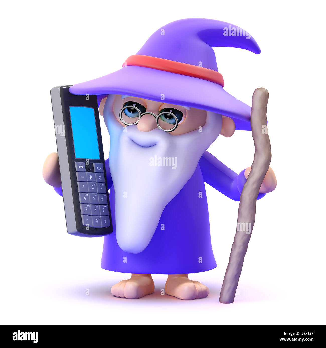 3d render of a wizard chatting on a mobile phone Stock Photo - Alamy