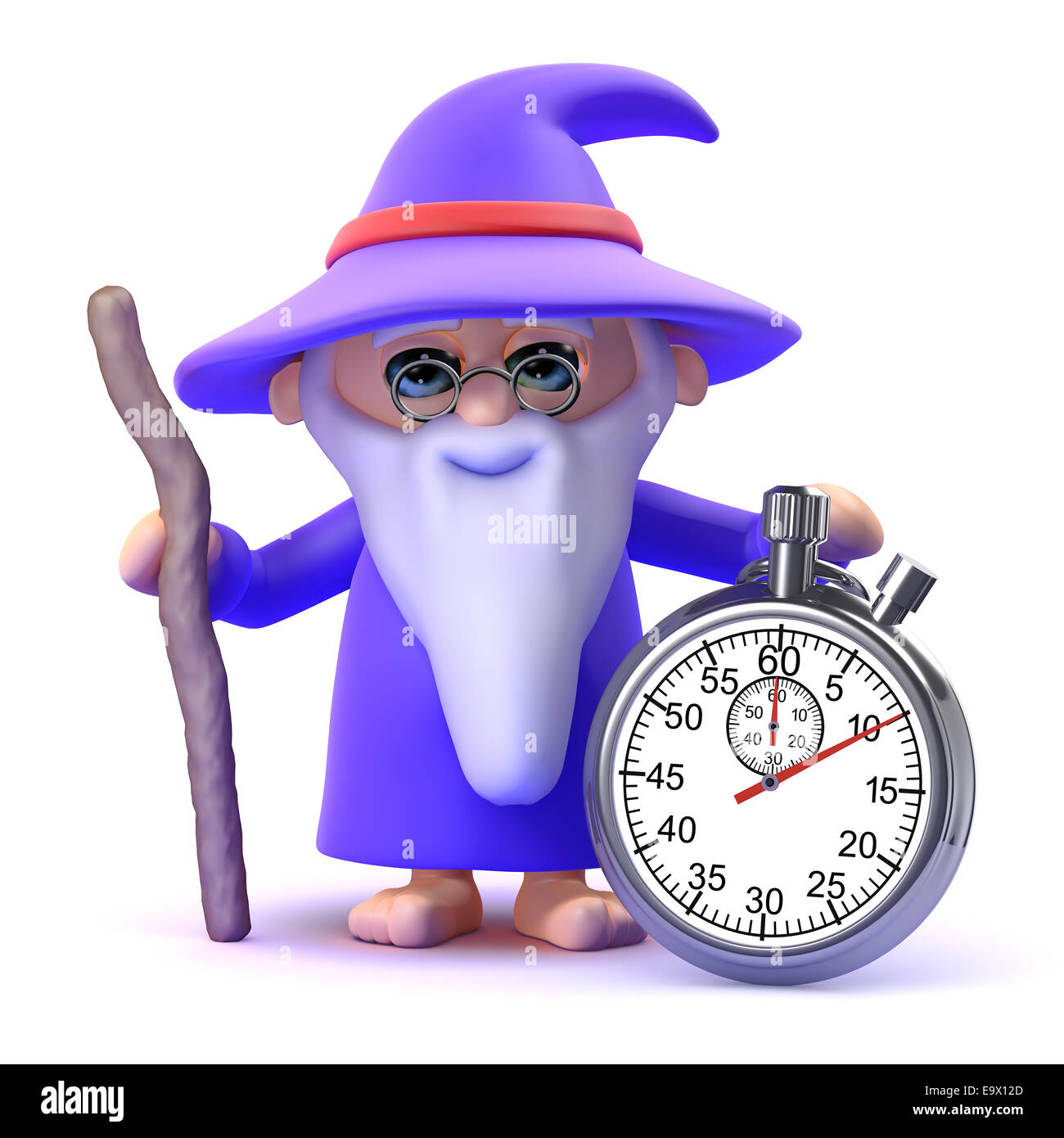 3d render of a wizard with a stopwatch Stock Photo - Alamy