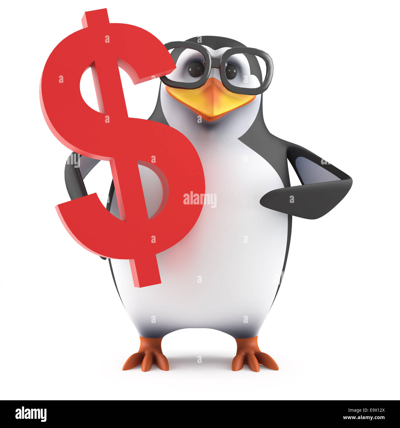 3d render of a penguin holding a US Dollar symbol Stock Photo - Alamy