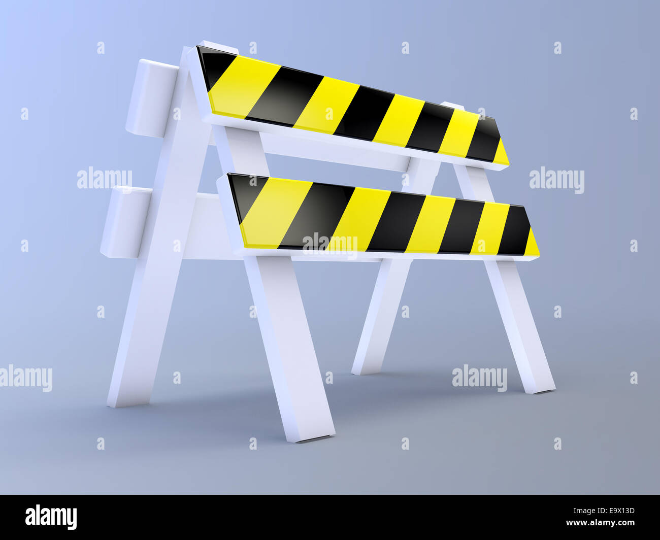 3d render of a roadblock on blue background Stock Photo - Alamy