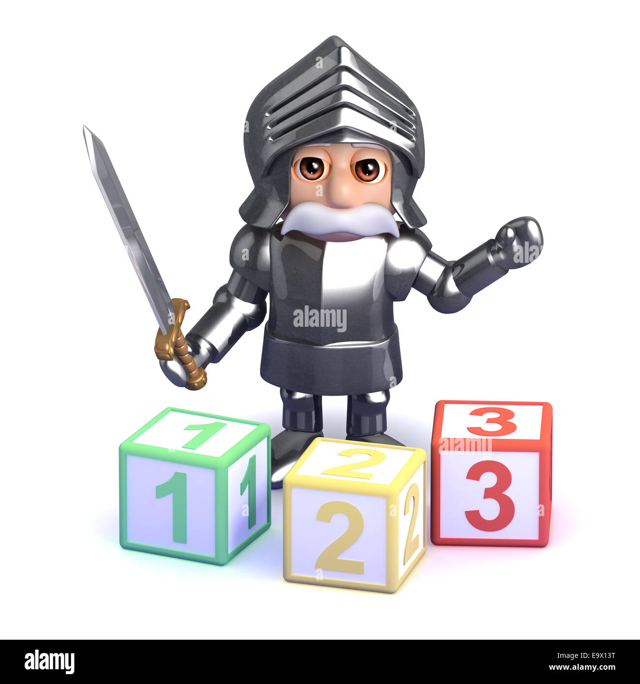 3d render of a knight in armour with number blocks Stock Photo - Alamy