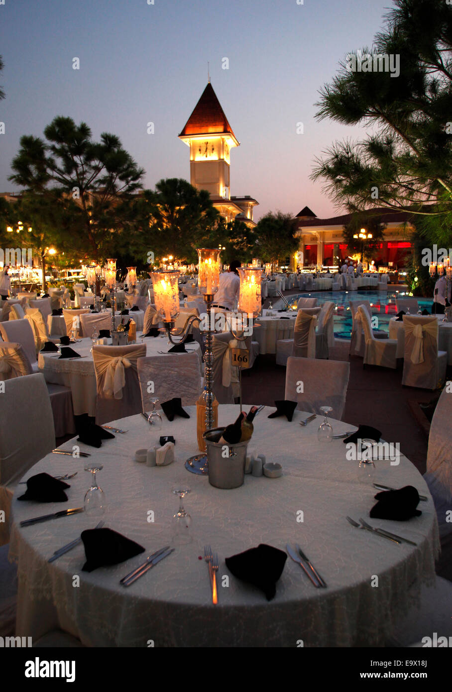 Gala dinner preparation tables hi-res stock photography and images - Alamy