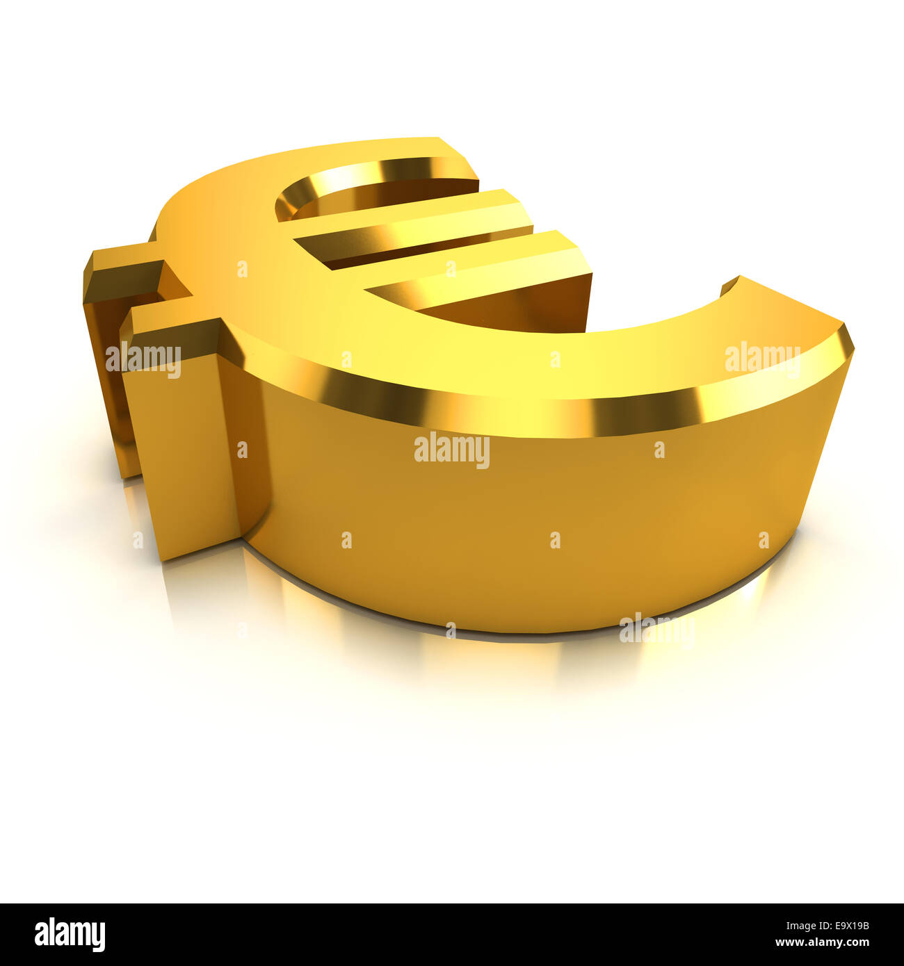 3d render of a gold Euro currency symbol Stock Photo - Alamy