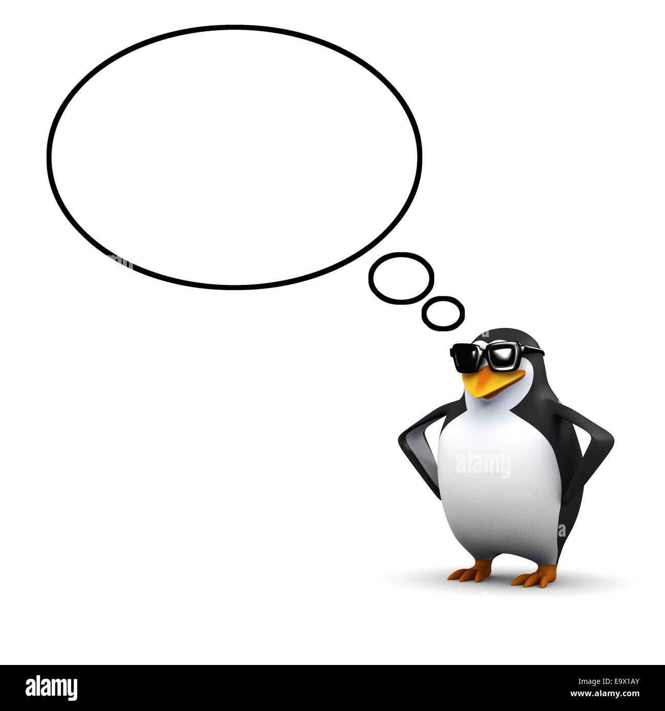 3d render of a penguin with a thought balloon Stock Photo - Alamy