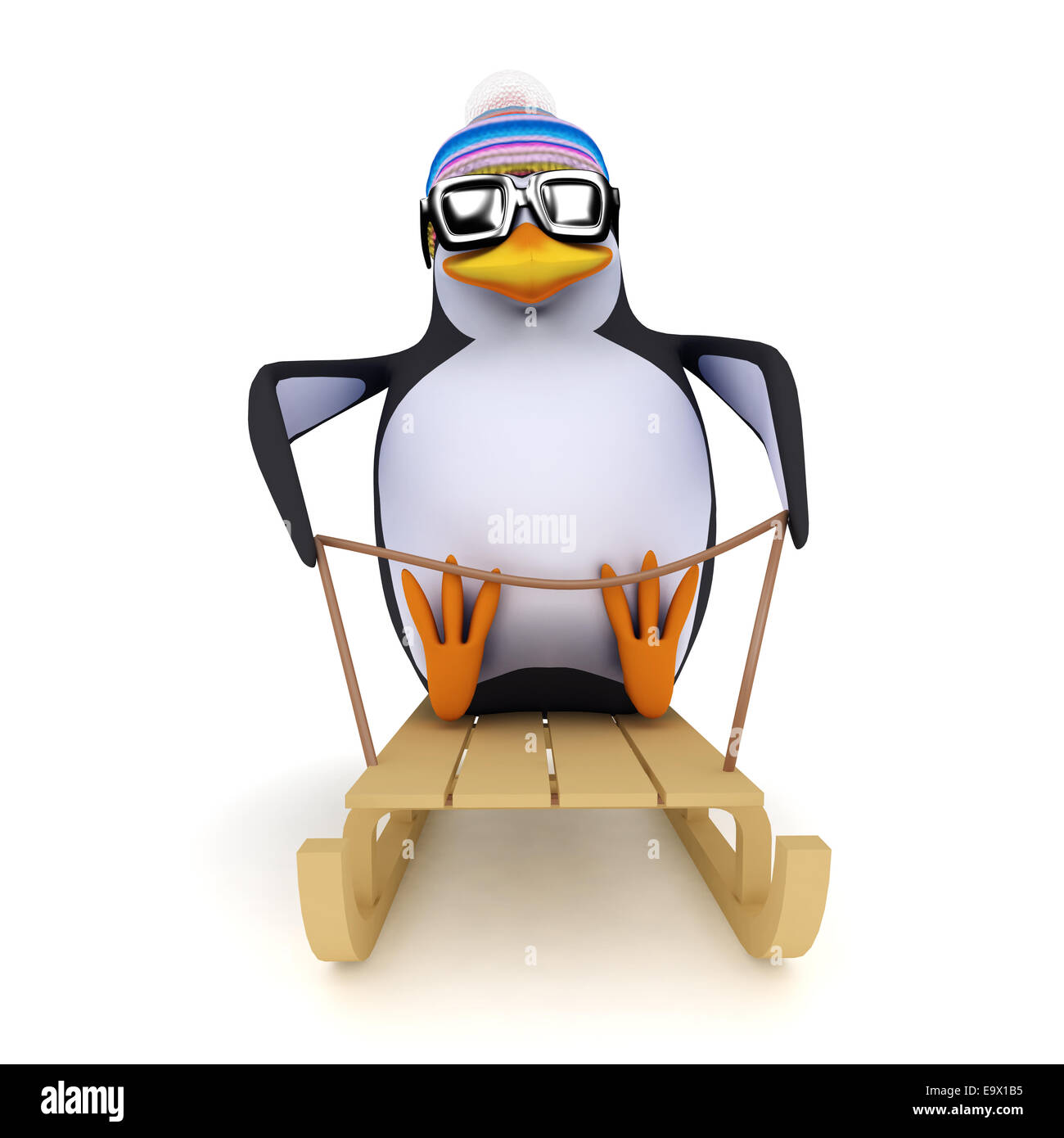 3d render of a penguin sliding on a sledge Stock Photo - Alamy