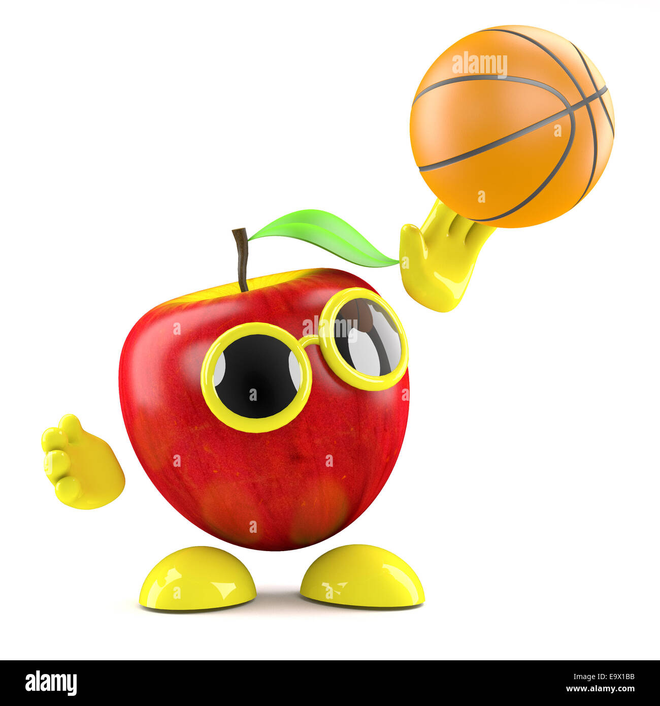 3d render of an apple throwing a basketball Stock Photo - Alamy