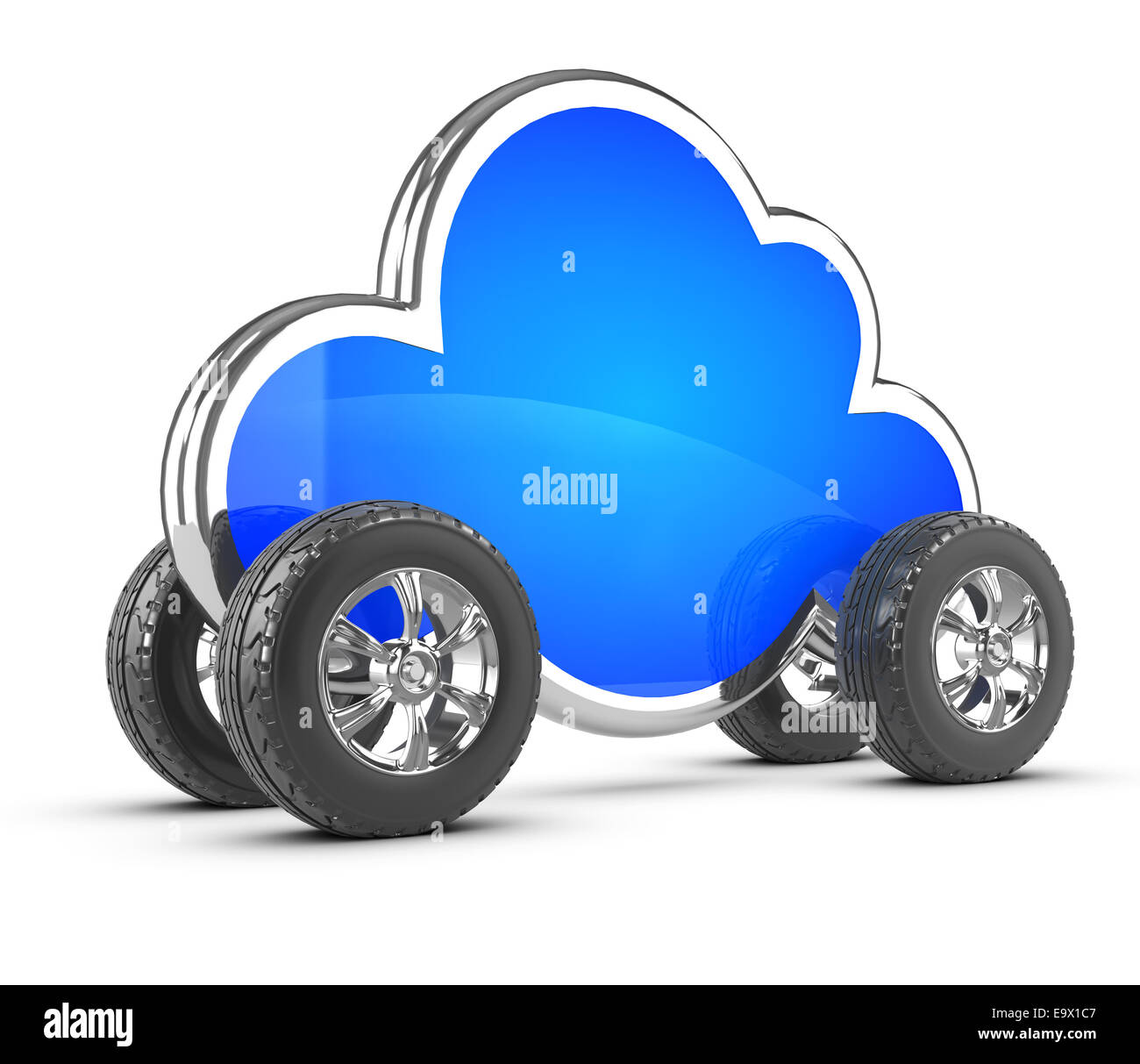3d render of a cloud with wheels Stock Photo - Alamy