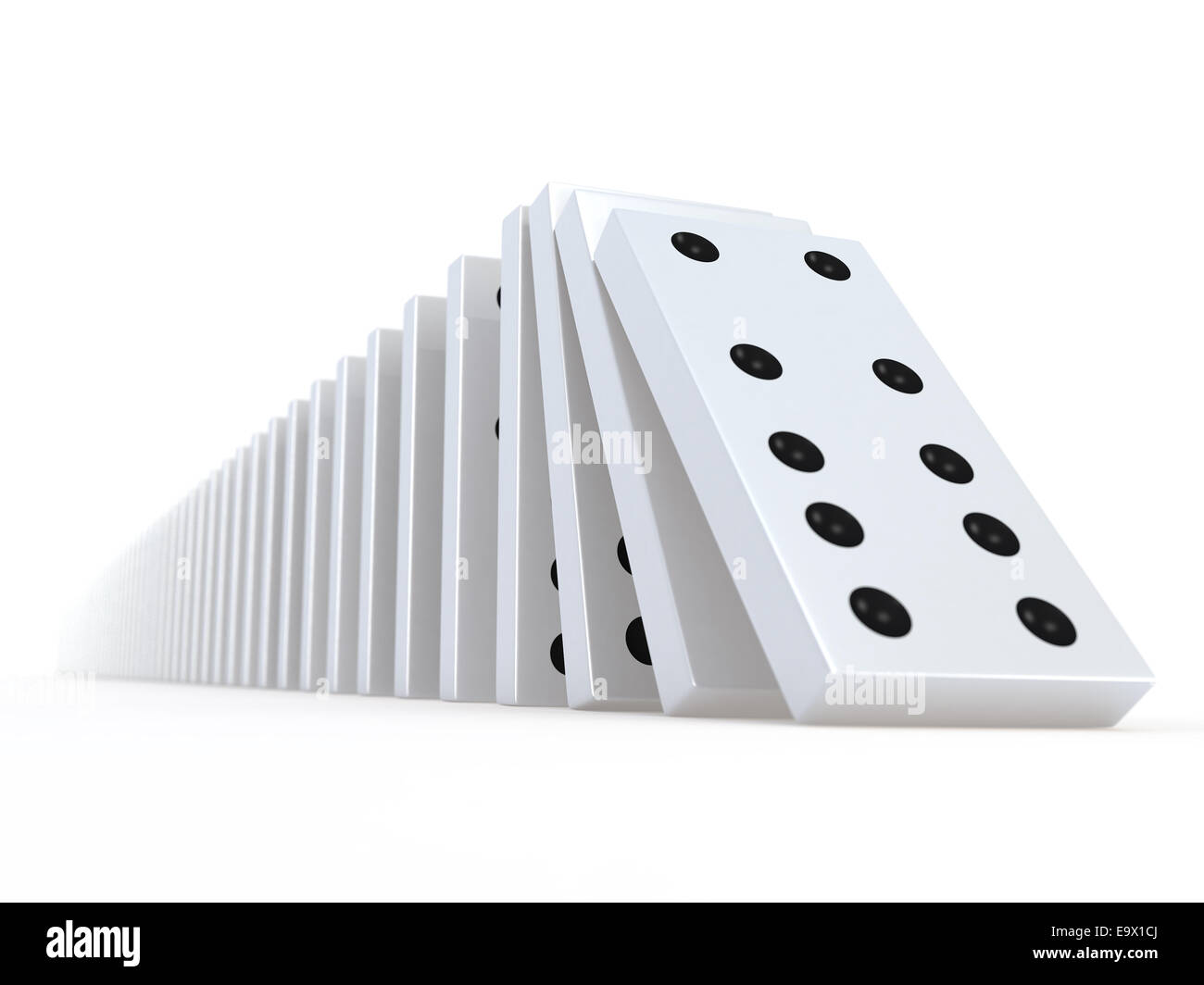 3d render of a row of falling dominos Stock Photo - Alamy