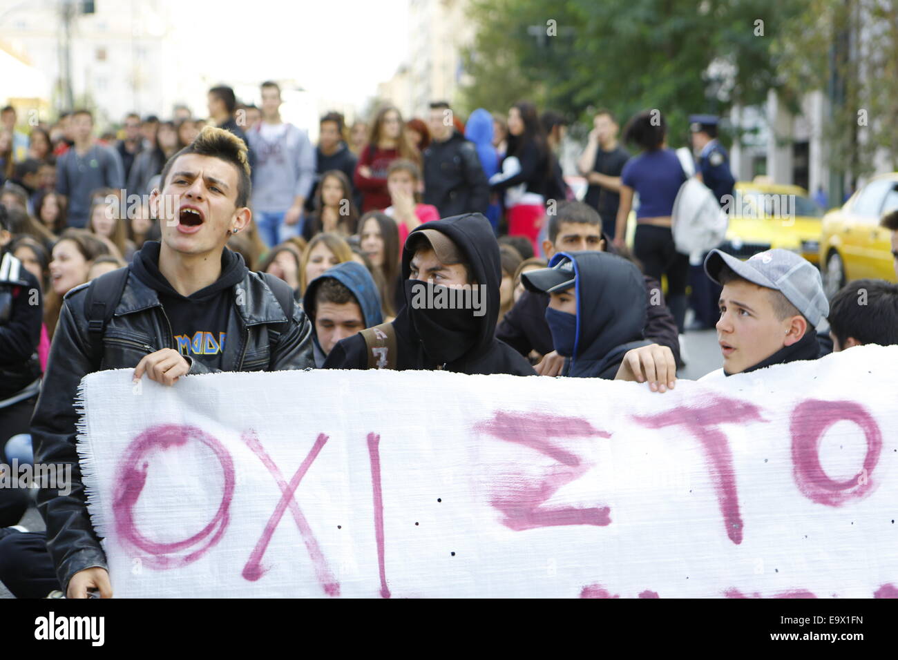 Athens, Greece. 3rd November 2014. Students shout slogans at the ...