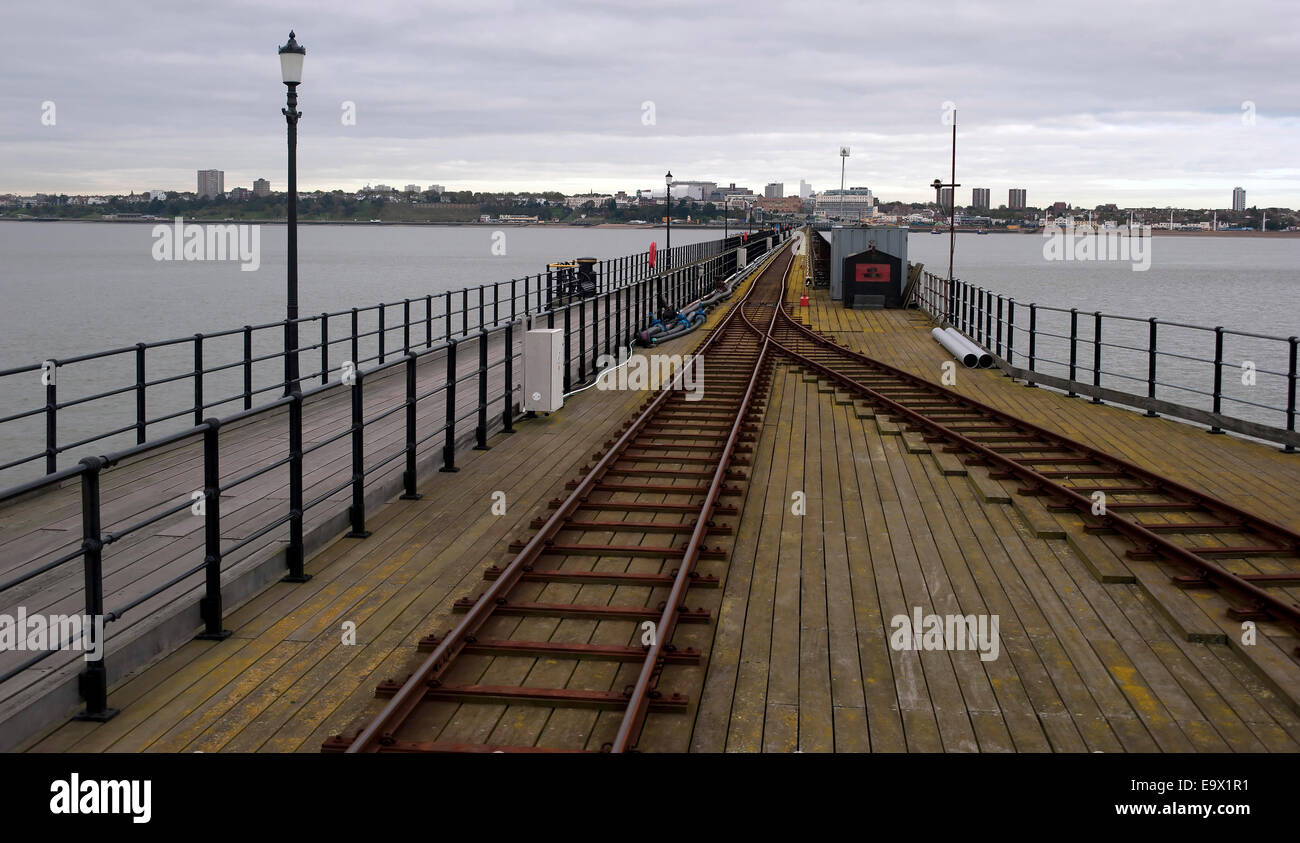 Railway tracks on Southend Pier, Southend-on-Sea, Essex, England ...