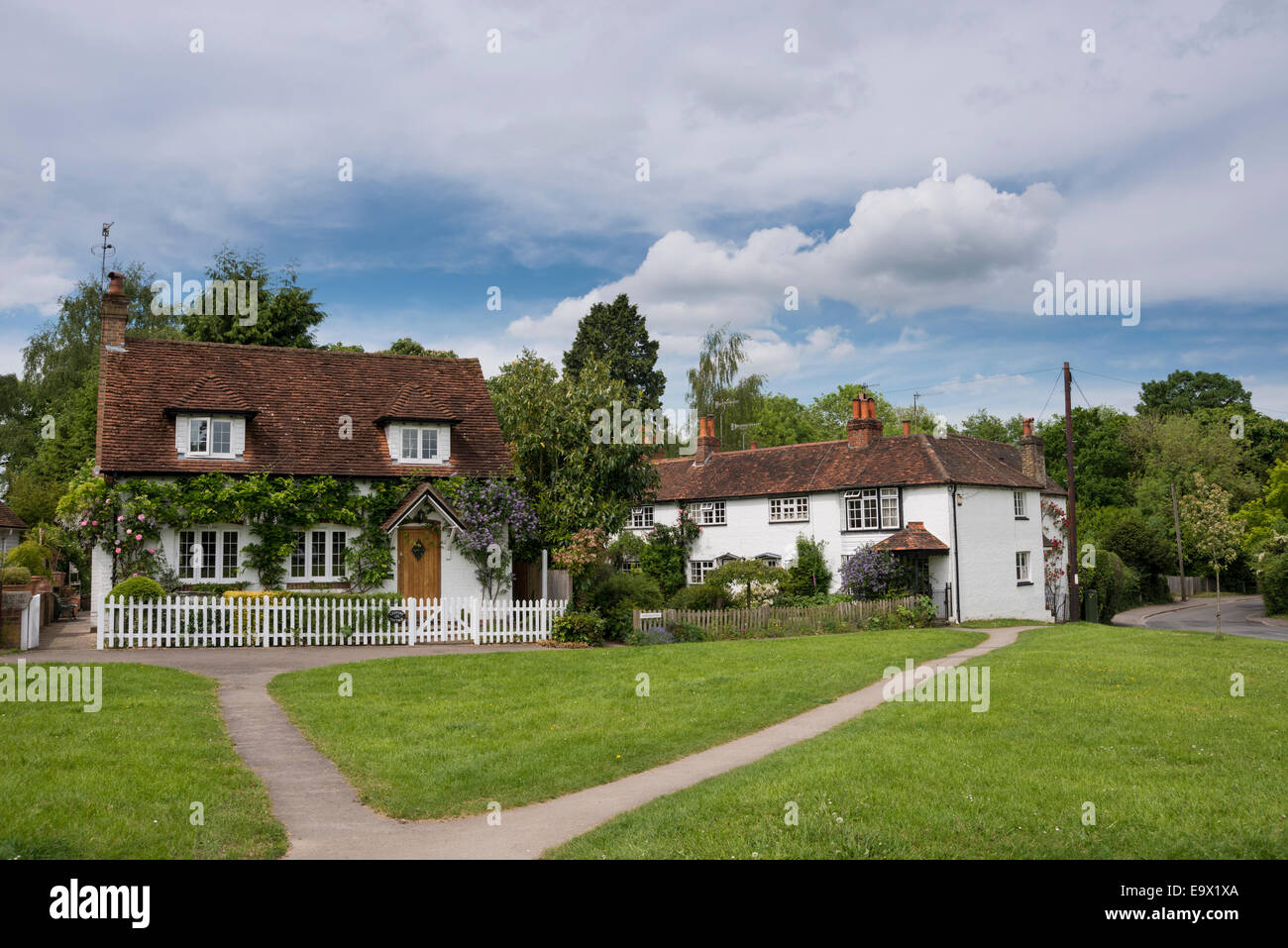 Cottages in the Village of Brockham in Surrey, UK Stock Photo - Alamy