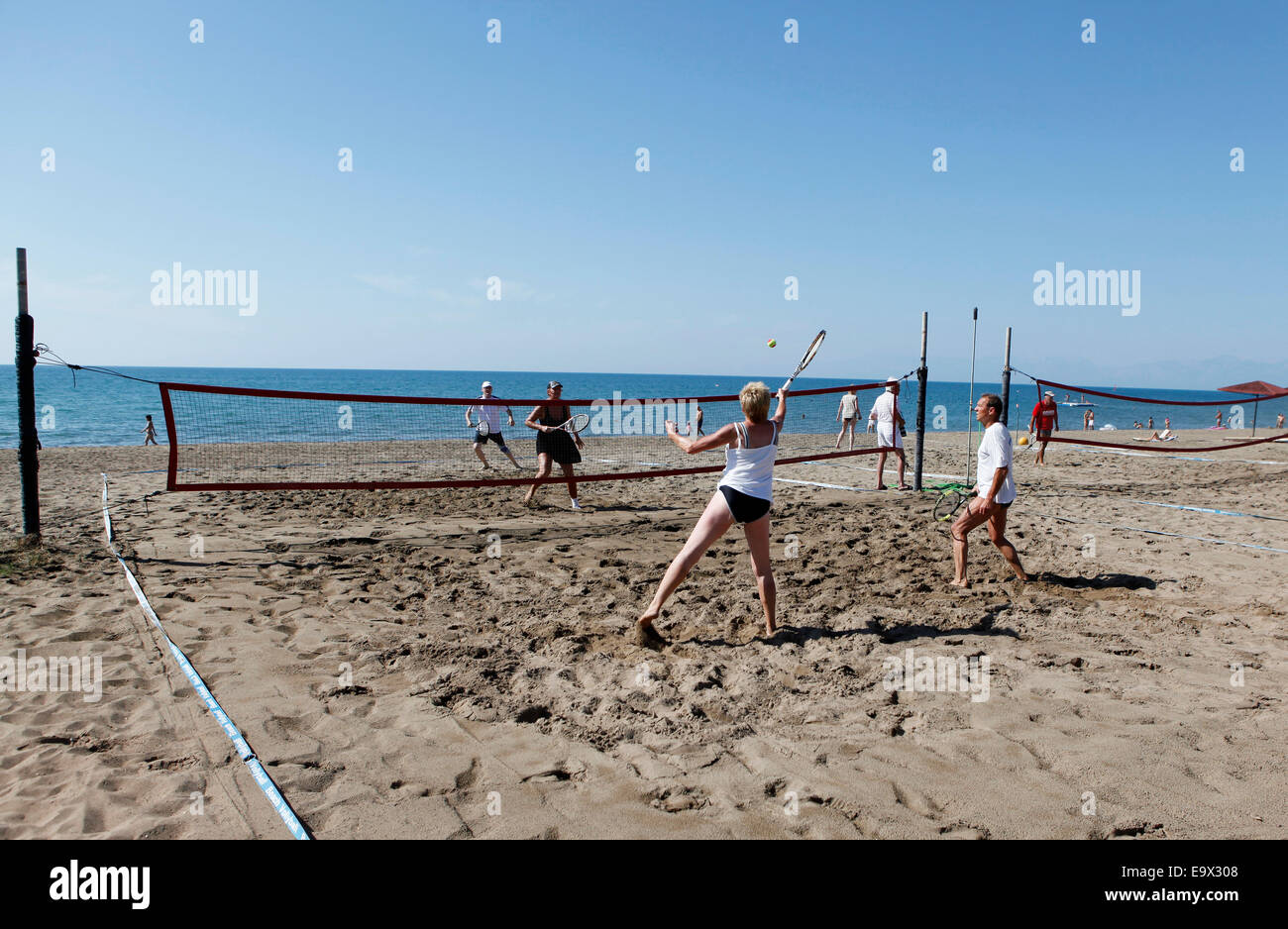 People playing beach tennis in Belek,Antalya,Turkey Stock Photo - Alamy