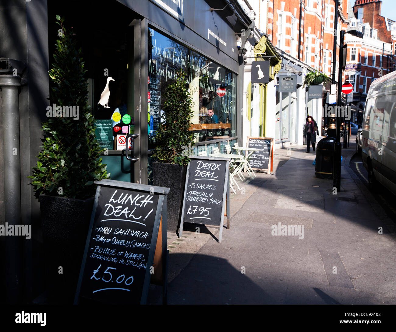 Lunch menus, Marylebone High Street, London, England, UK Stock Photo ...