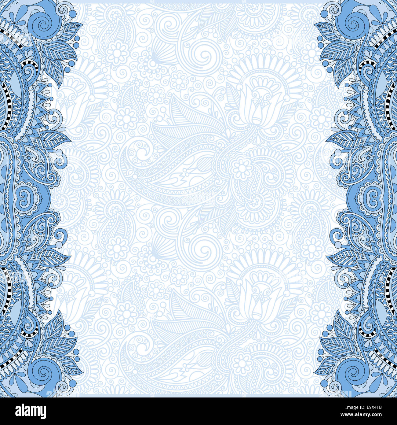 blue colour unusual floral ornamental template Stock Photo - Alamy