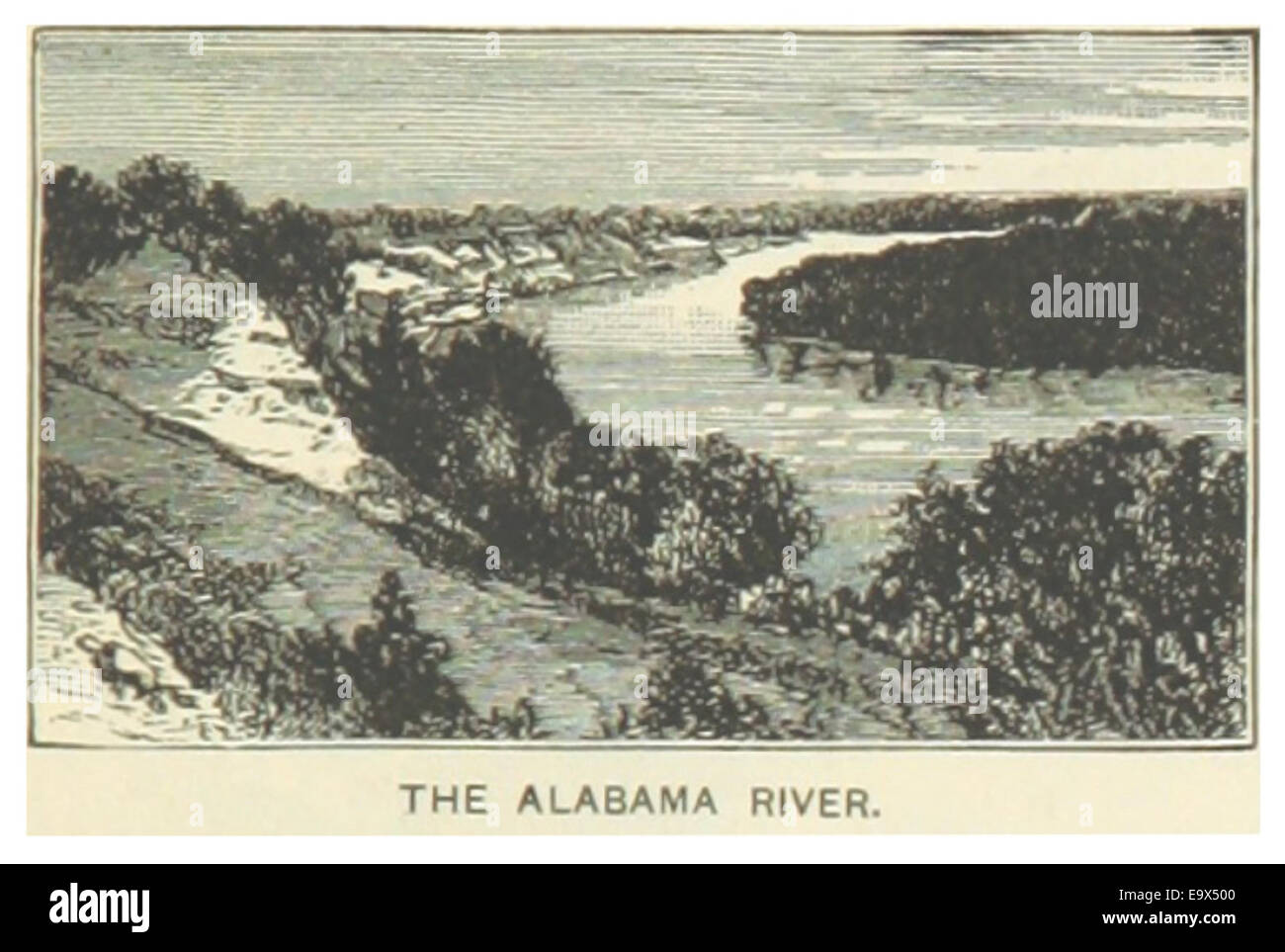 A historical map from 1891 showing the Alabama River in the United ...