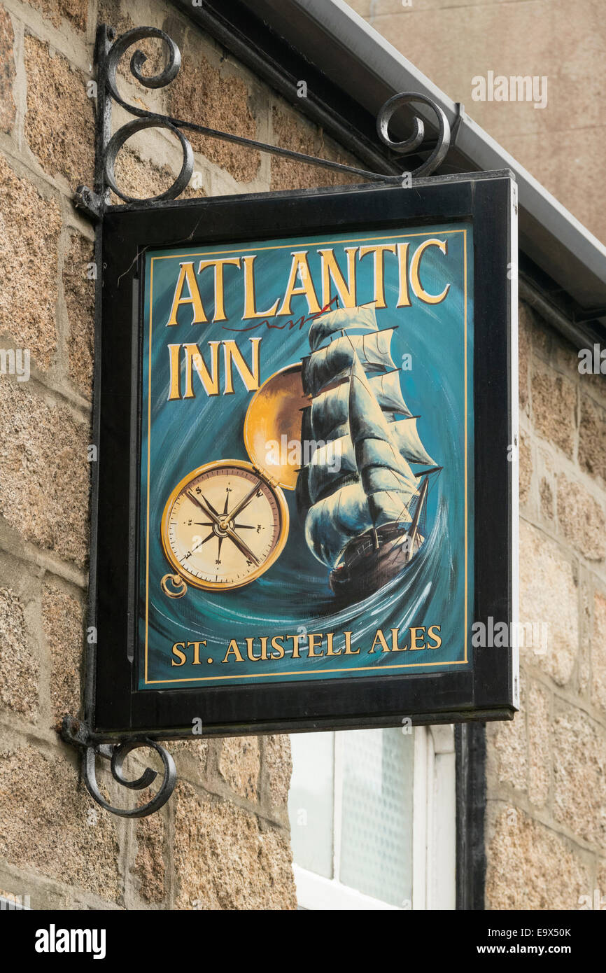 Atlantic Inn sign, St. Mary's, Isles of Scilly England Stock Photo - Alamy
