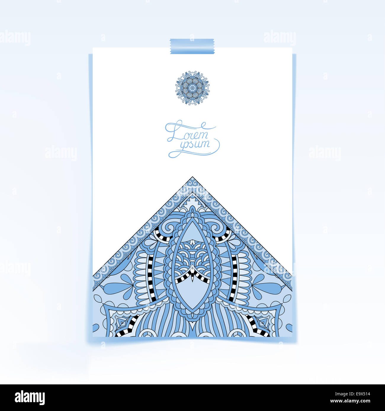 decorative sheet of paper with blue colour oriental floral desig Stock ...