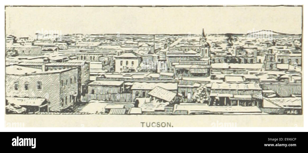 An 1891 map of Tucson, Arizona, showing the city's early urban layout ...