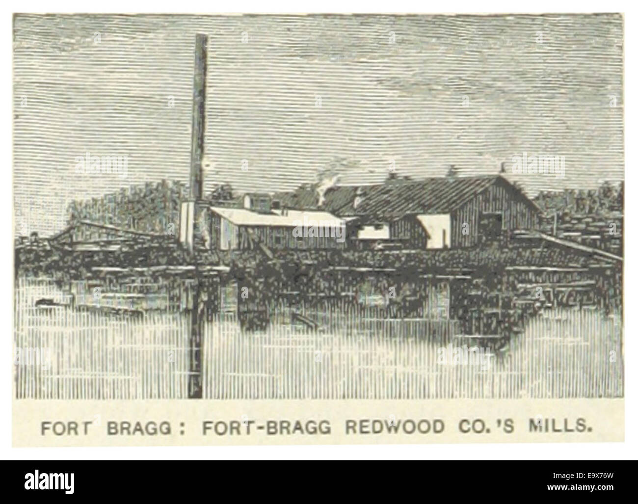 This 1891 map illustration depicts Fort Bragg in California, showcasing ...