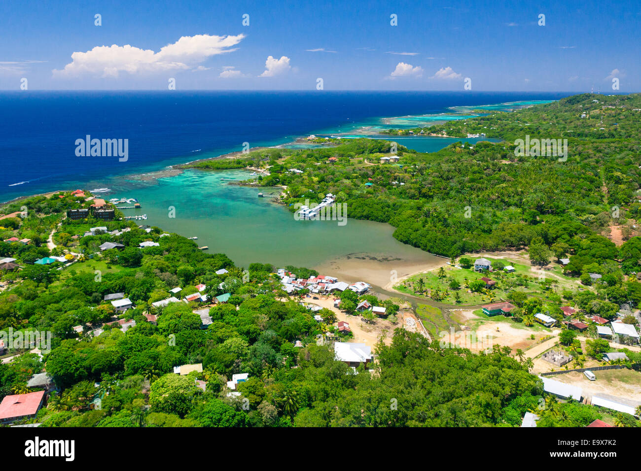 Aerial photo of Roatan's West End and Mangrove Bight Stock Photo - Alamy