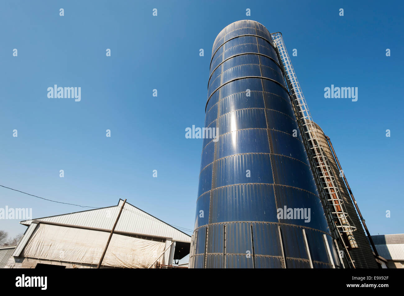 Blue silo at a farm in Harford County; Monkton, Maryland, United States ...