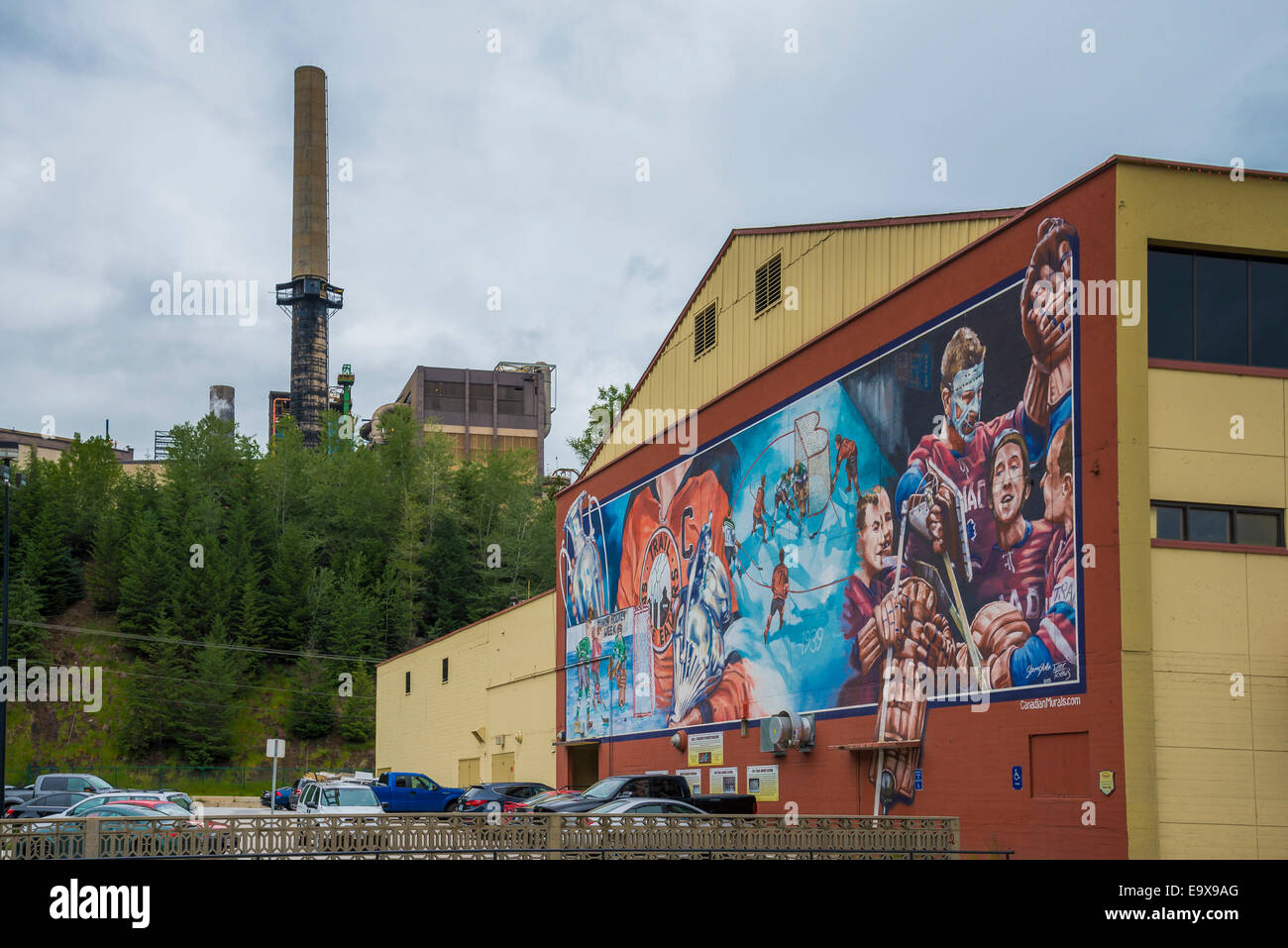 Mural and Cominco smelter, Trail, British Columbia, Canada Stock Photo ...