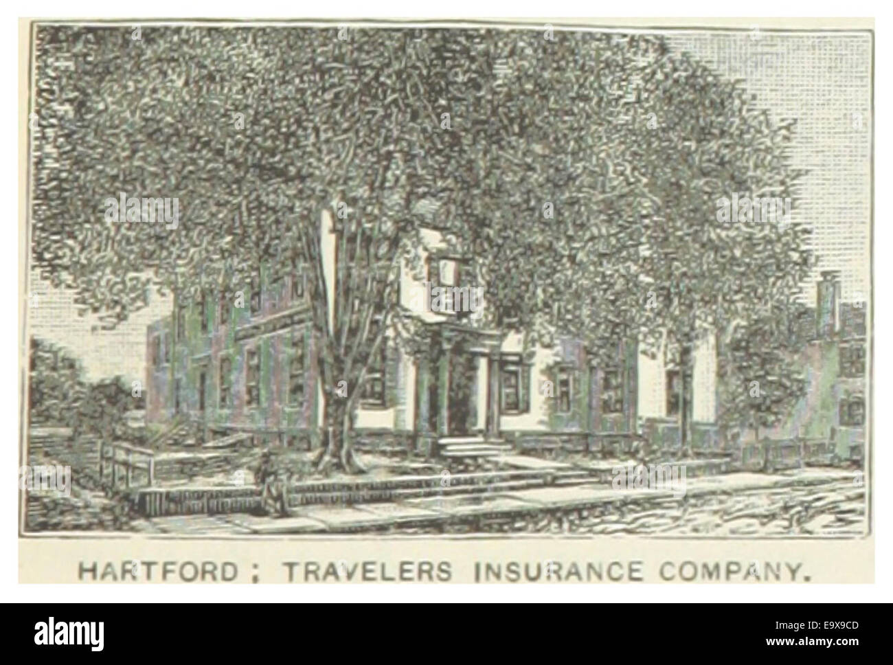 This 1891 illustration depicts the headquarters of Travelers Insurance ...