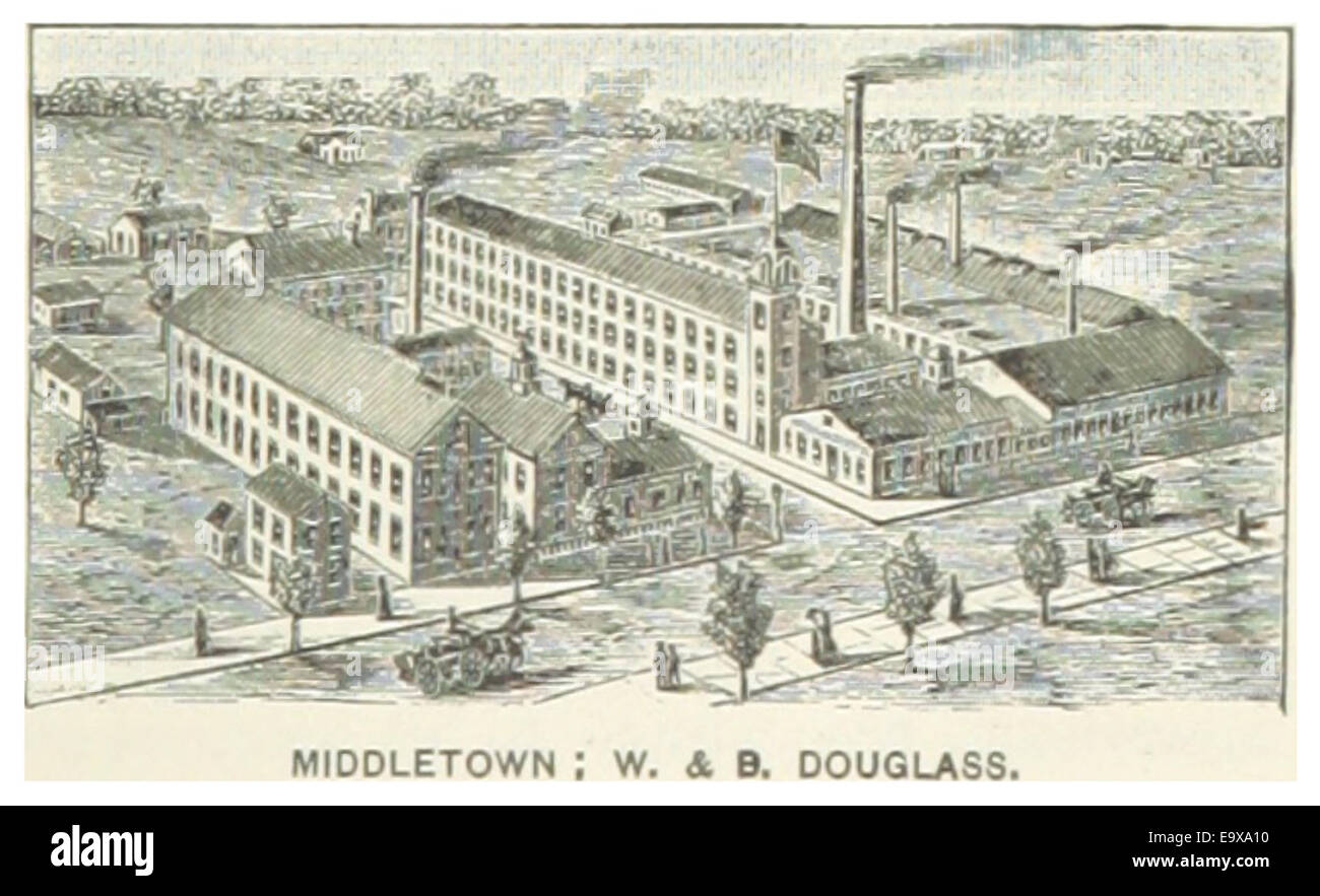 An 1891 map illustration of Middletown, Connecticut, showing the ...