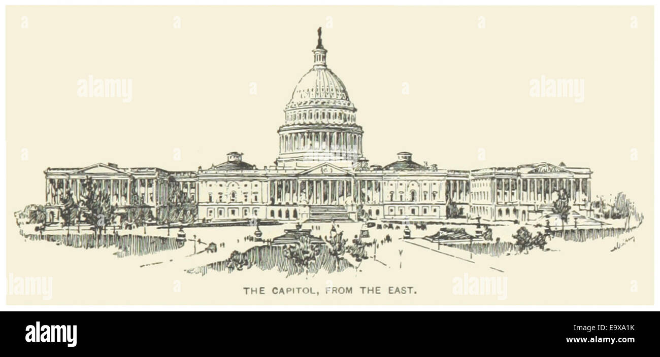 This 1891 illustration showcases the Capitol Building in Washington D.C ...