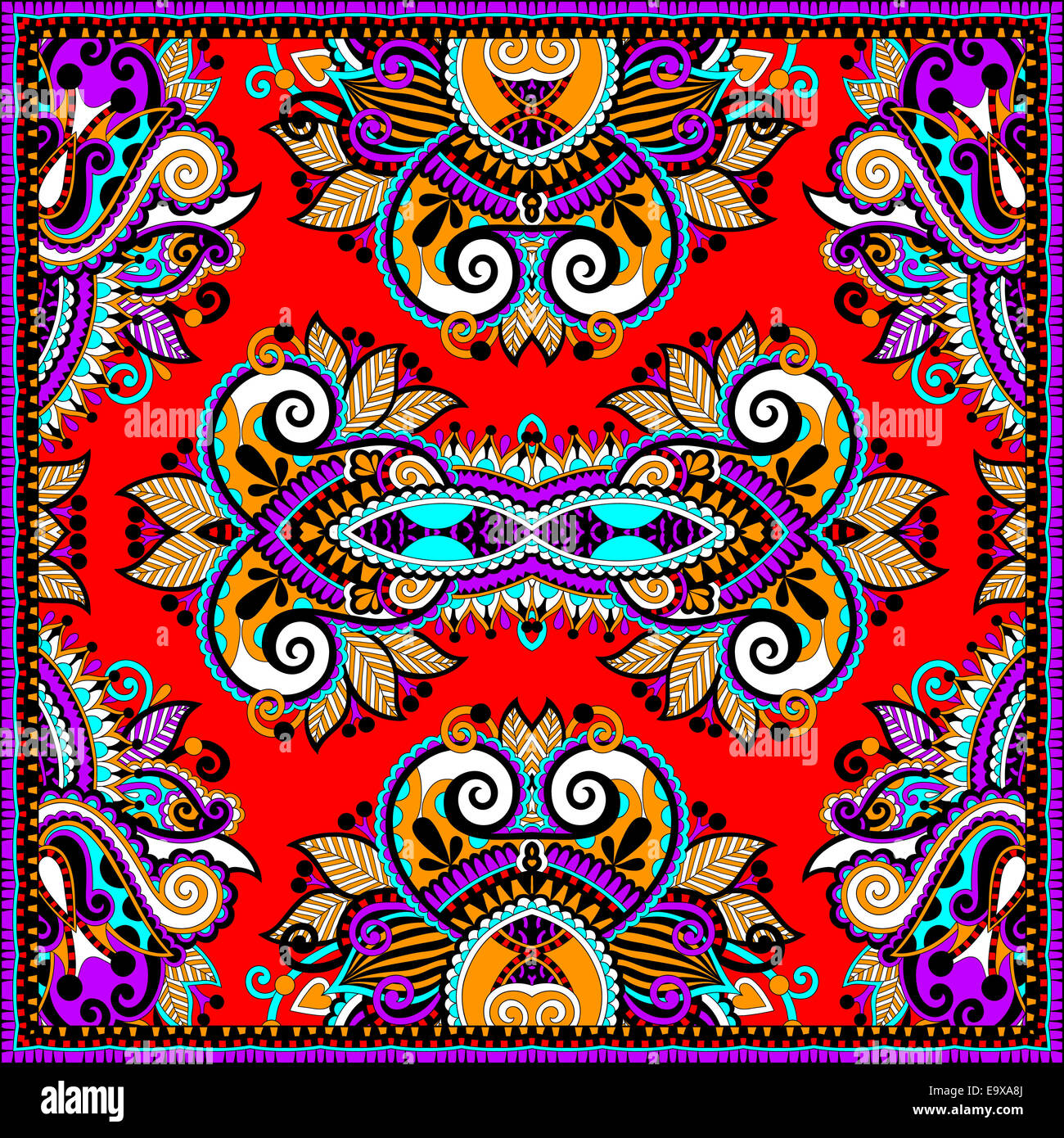 silk neck scarf or kerchief square pattern design Stock Photo - Alamy