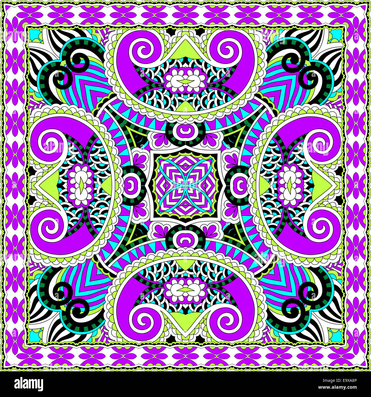 silk neck scarf or kerchief square pattern design Stock Photo - Alamy