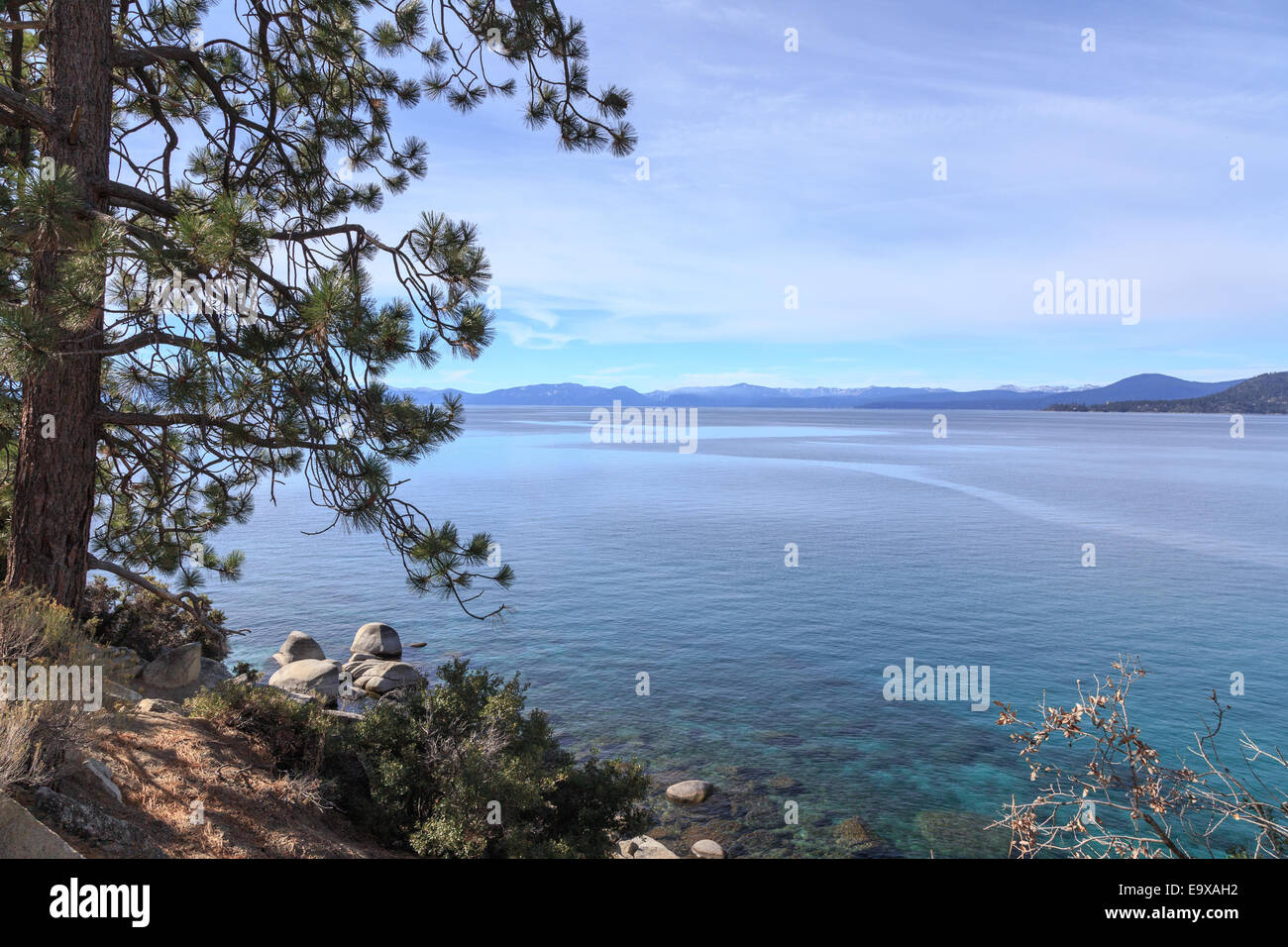 View across majestic Lake Tahoe from its shores near Incline Village ...