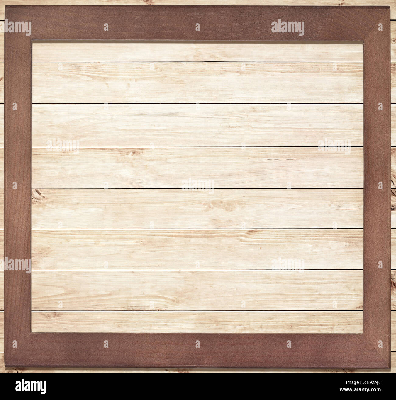 Square wooden frame on wood background Stock Photo - Alamy