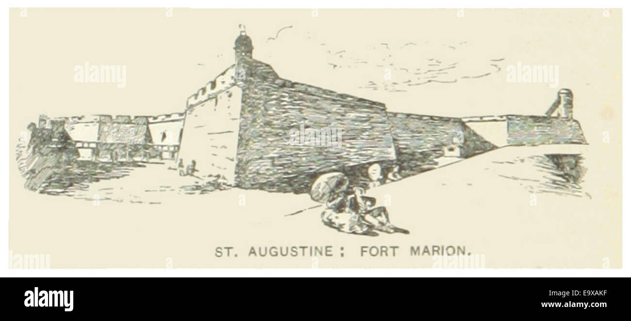 An 1891 illustration of Fort Marion in St. Augustine, Florida, showing ...