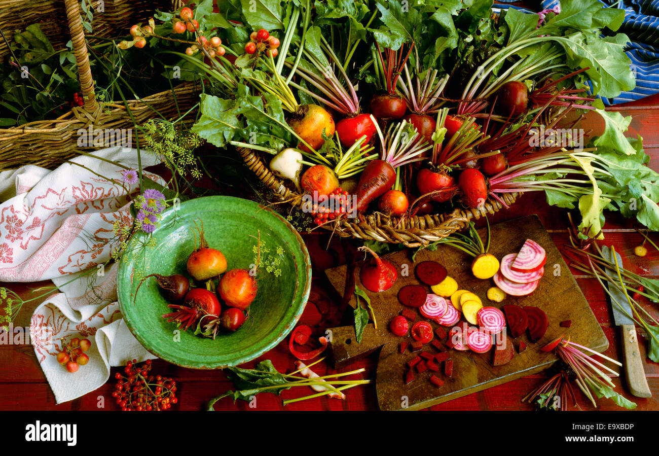Table full of garden fresh produce Stock Photo - Alamy