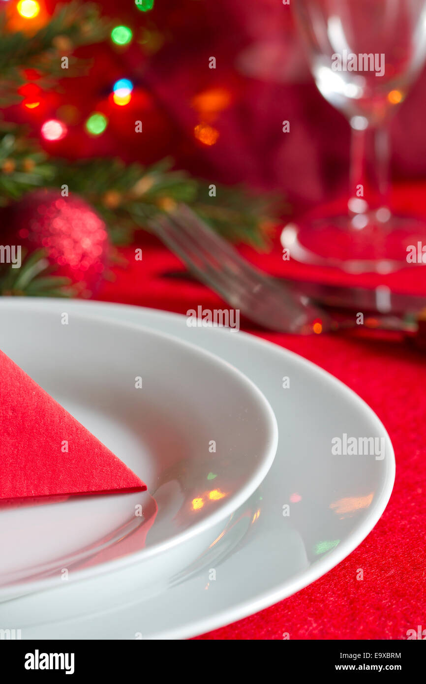 Christmas table with cutlery and tableware abstract background Stock ...