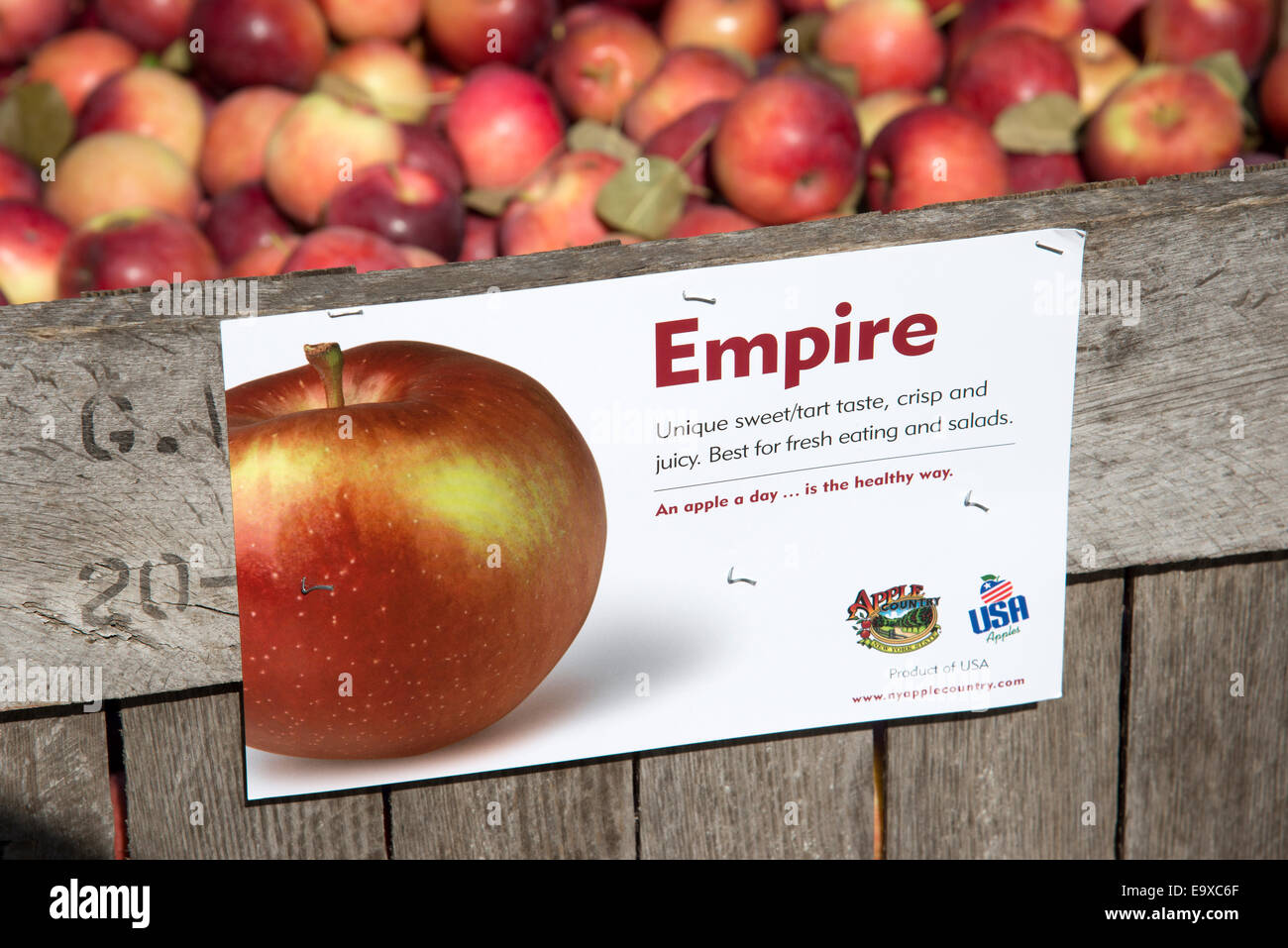 Empire variety label Empire variety apples freshly picked and boxed NY ...