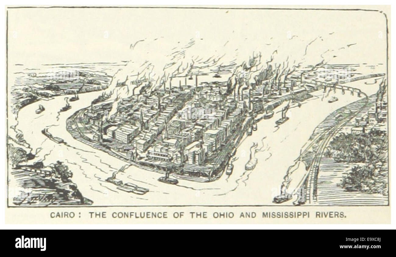 A 1891 map of Cairo, Illinois, at the confluence of the Ohio and ...