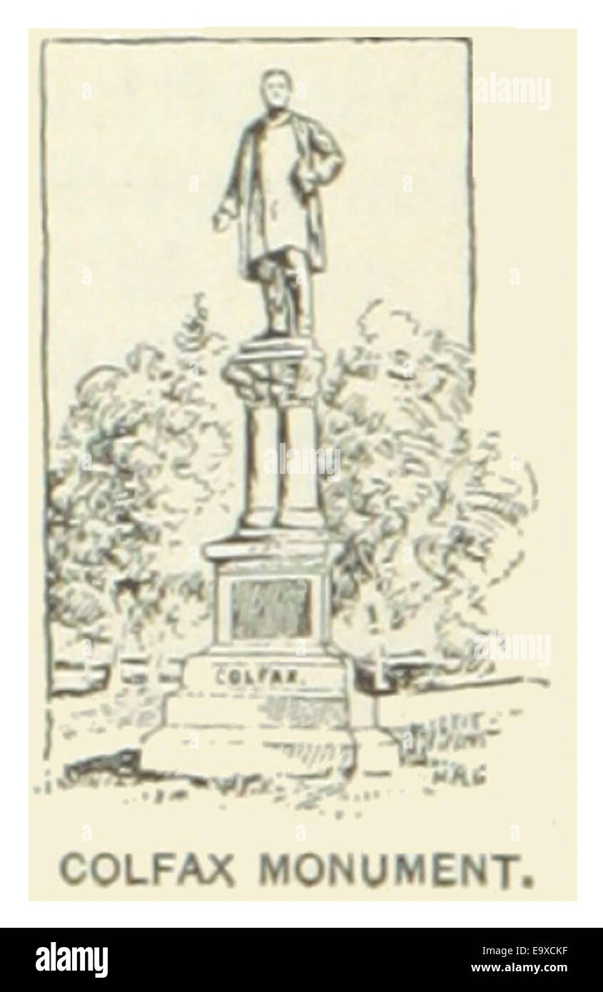 This 1891 illustration depicts the Colfax Monument in Indianapolis ...