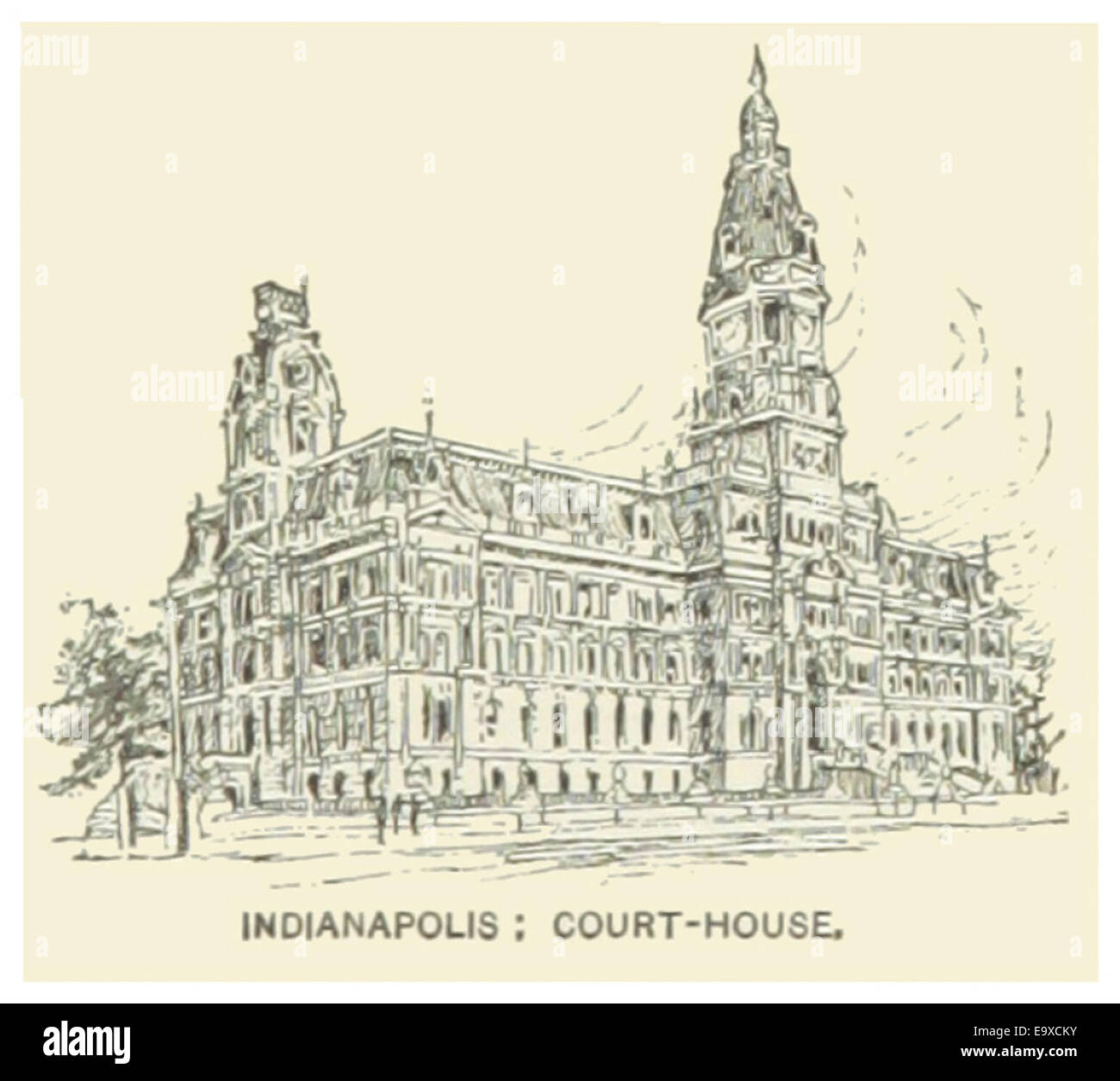 An 1891 illustration depicting the courthouse in Indianapolis, showing ...