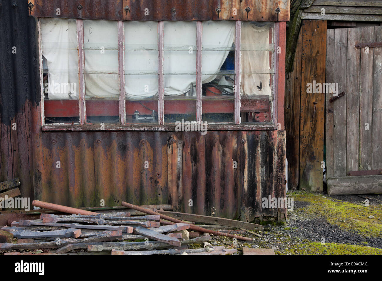 Old shed window from an industrial site in the West Midlands UK Stock ...