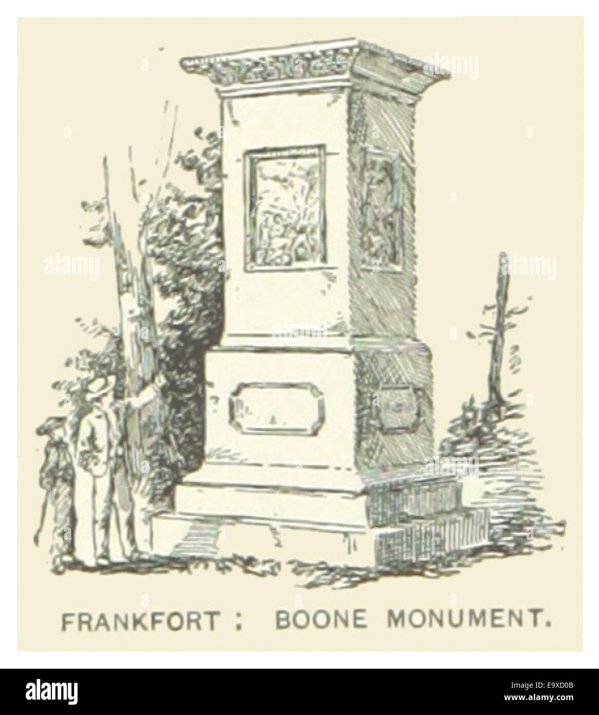 This 1891 illustration depicts the Boone Monument in Frankfort ...