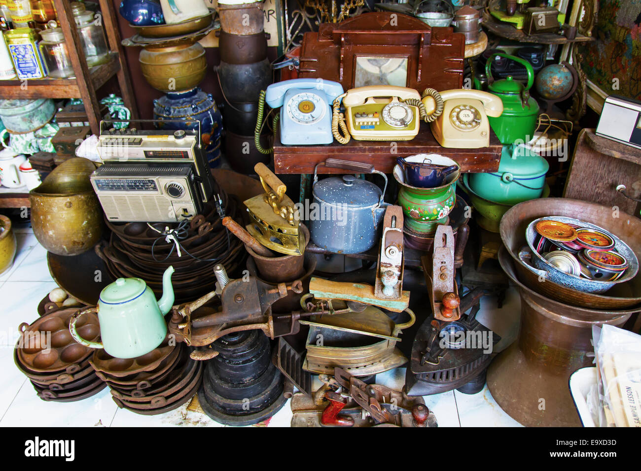 Antiques for sale at the Triwindu Market, Surakarta (Solo), Central ...