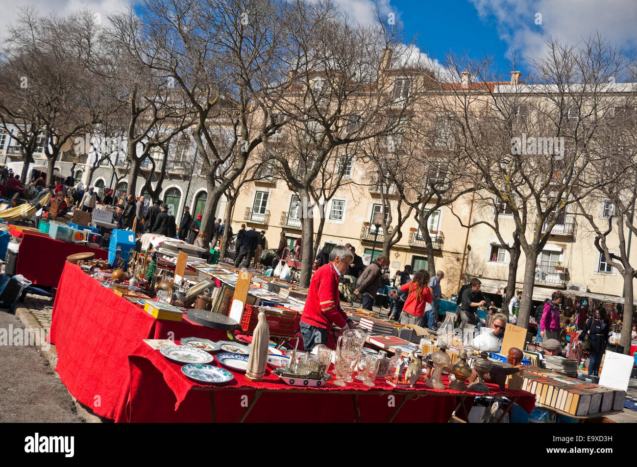 Horizontal streetscape view of in Lisbon Stock Photo - Alamy